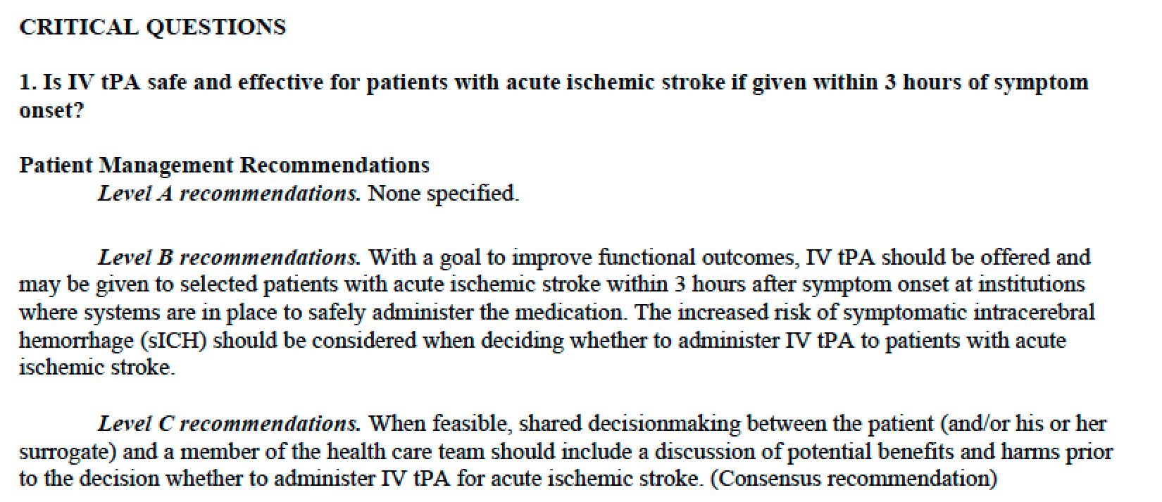 New 2015 ACEP Clinical policy on ischemic stroke downgrade tPA within ...
